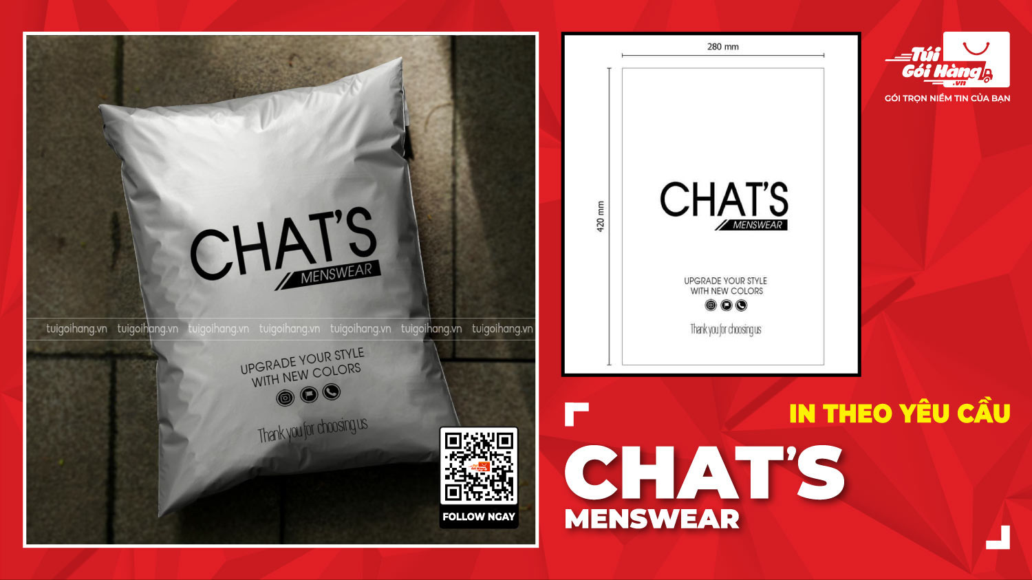 Túi Gói Hàng Chuyển Phát Nhanh Bạc In CHAT'S